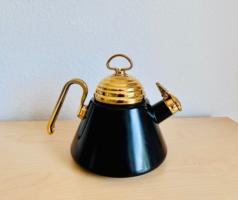 Black Enamel Tea Kettle / Water Kettle by Prinz West Germany ...