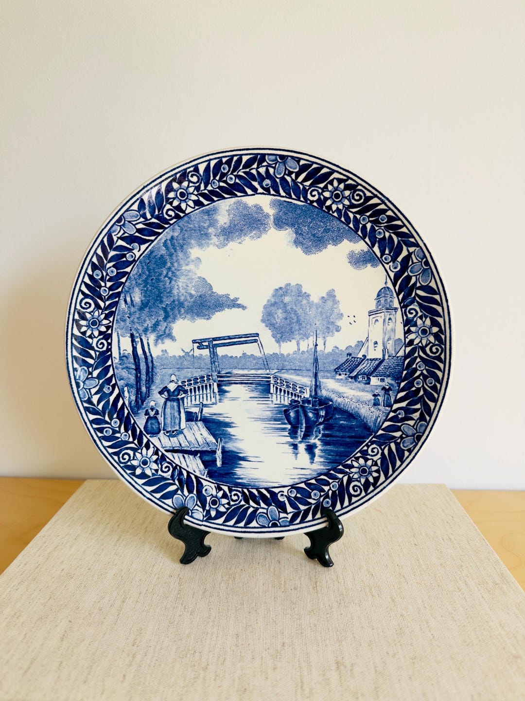 Delft Wall Plate Boch Delfts Vintage Blue and White Plate With Canal ...