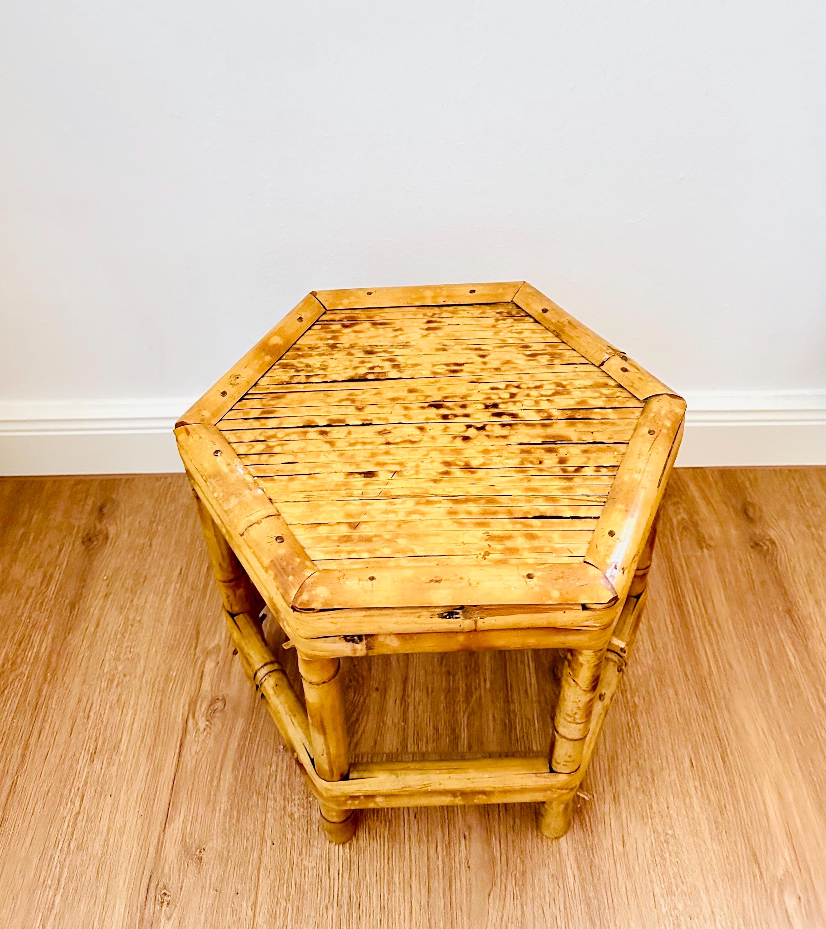 Vintage Bamboo Stool - Handmade Flower Stand - Tortoiseshell Stand ...