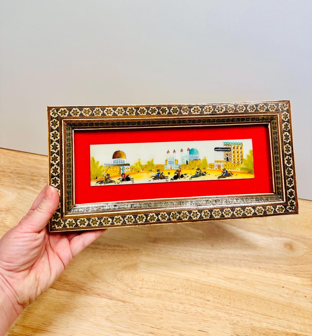 Oriental Vintage Miniature Art in Khatam Kari Frame | Exquisitely ...