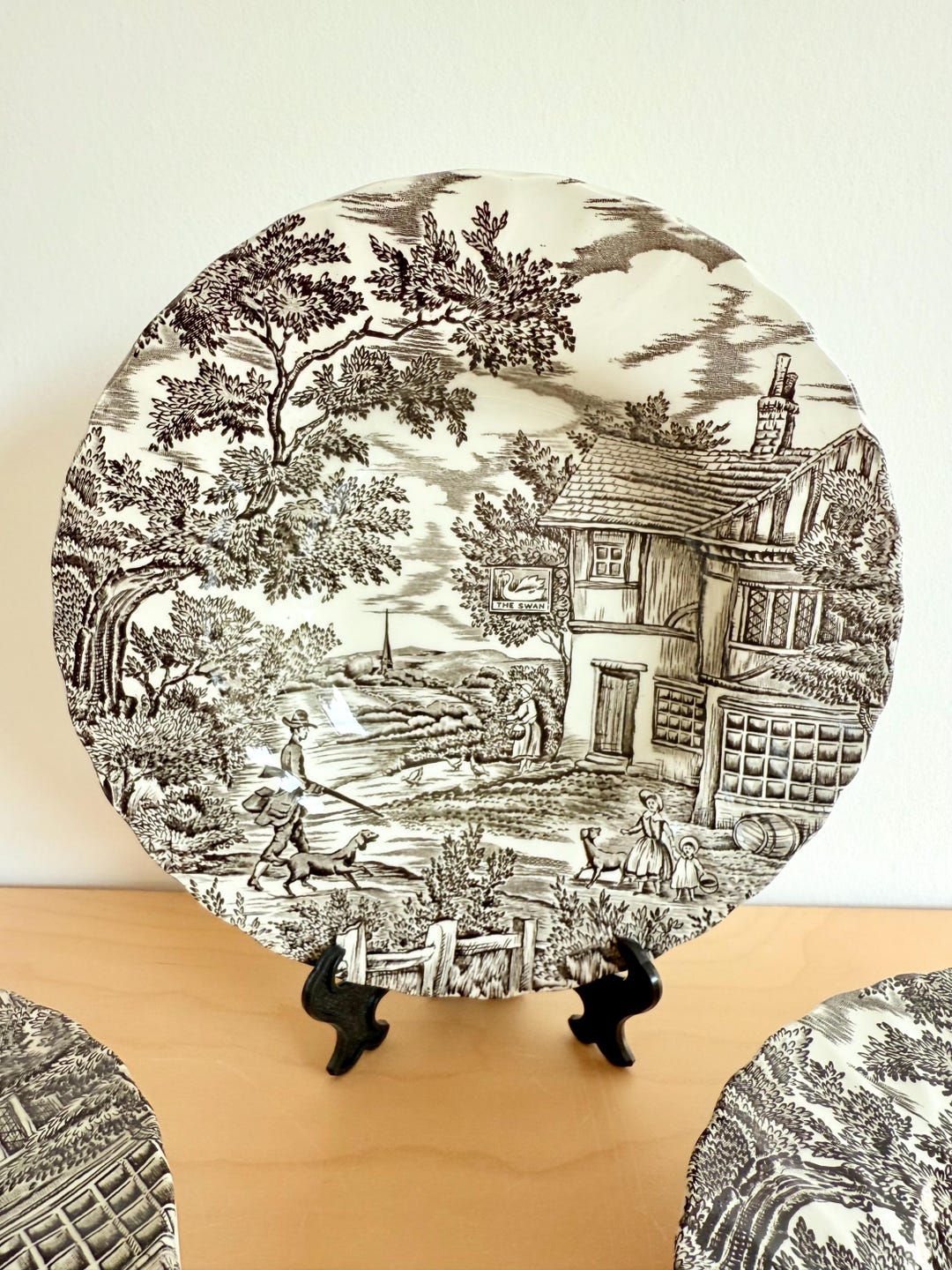 Vintage Myott the Hunter Soup Plates English Country Tableware Black ...
