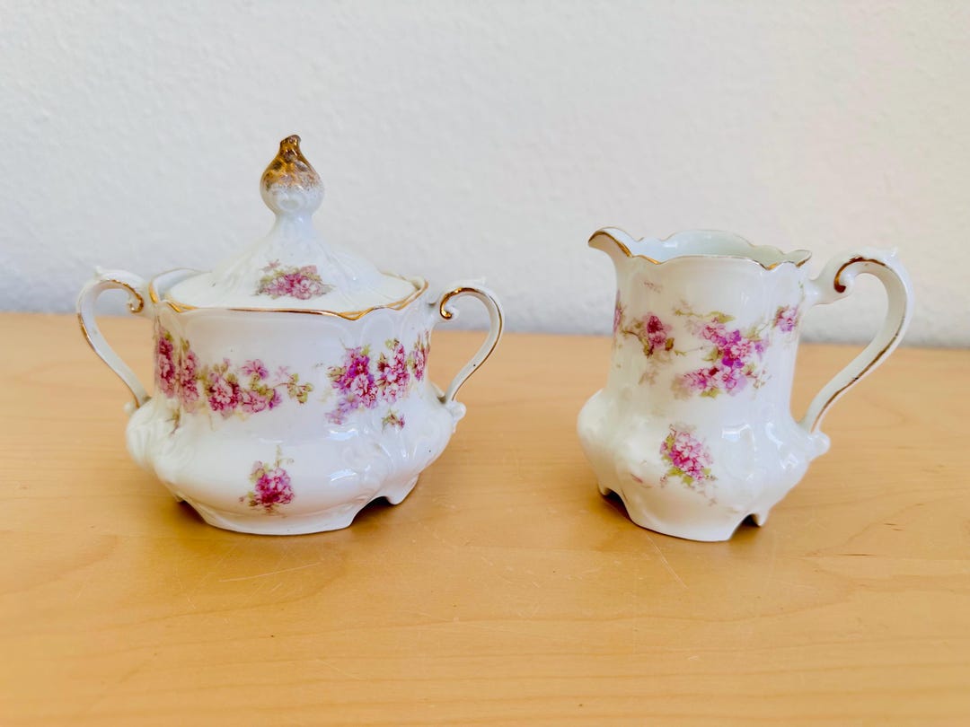 Vintage Milk and Sugar Set 1920s Irma Bavaria Rose Porcelain Gold ...