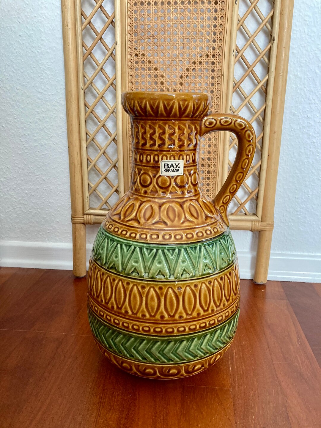 Large Floor Vase Mustard Green Vase Large Ceramic Vase Flower Theme ...