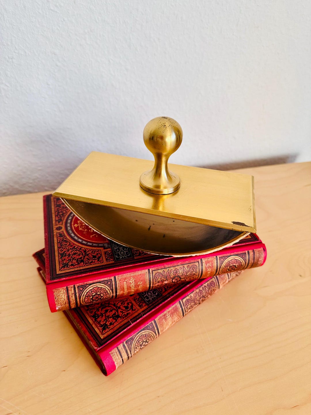 Heavy Vintage Rocker Blotter | Golden Mid Century Ink Blotter ...