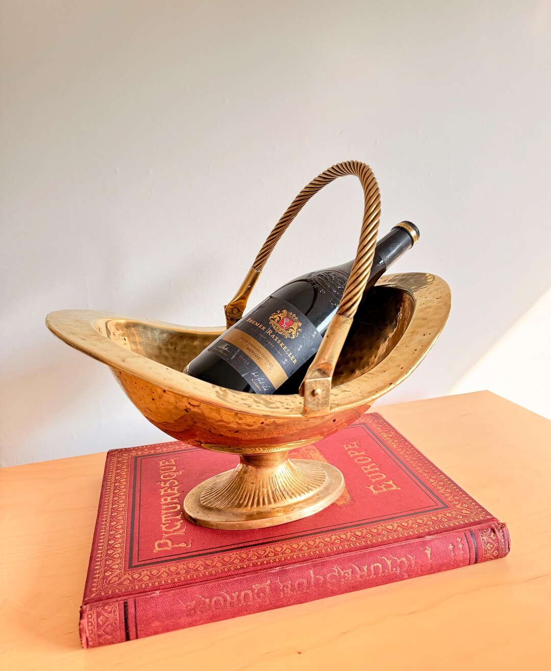 Brass Champagne Cooler Vintage Large Brass Basket Golden Wine Chiller ...