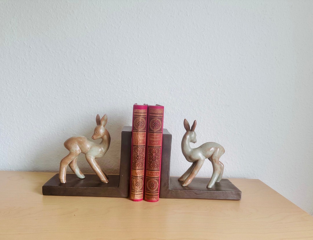 Rare Vintage Ceramic Deer Bookends | Vintage Deer Figures | Handmade ...