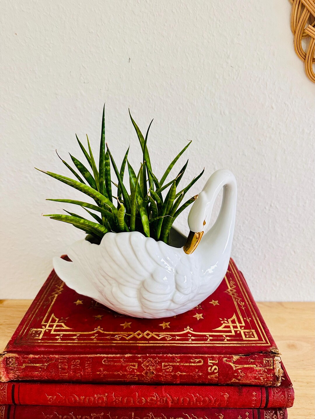 Beautiful Vintage Ceramic Swan Planter From France Elegant Mid-century ...