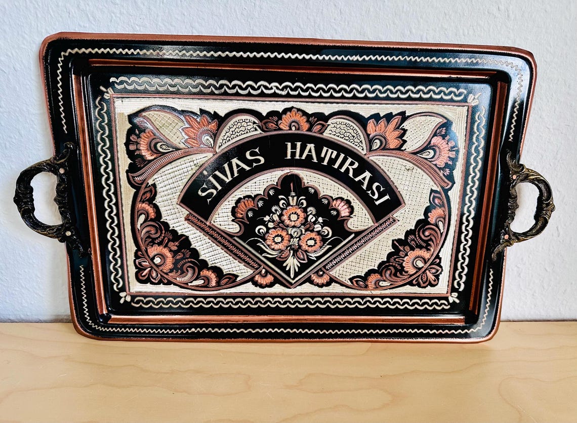 Artistic Turkish Vintage Tray From the 1970s Oriental Charm for Your ...