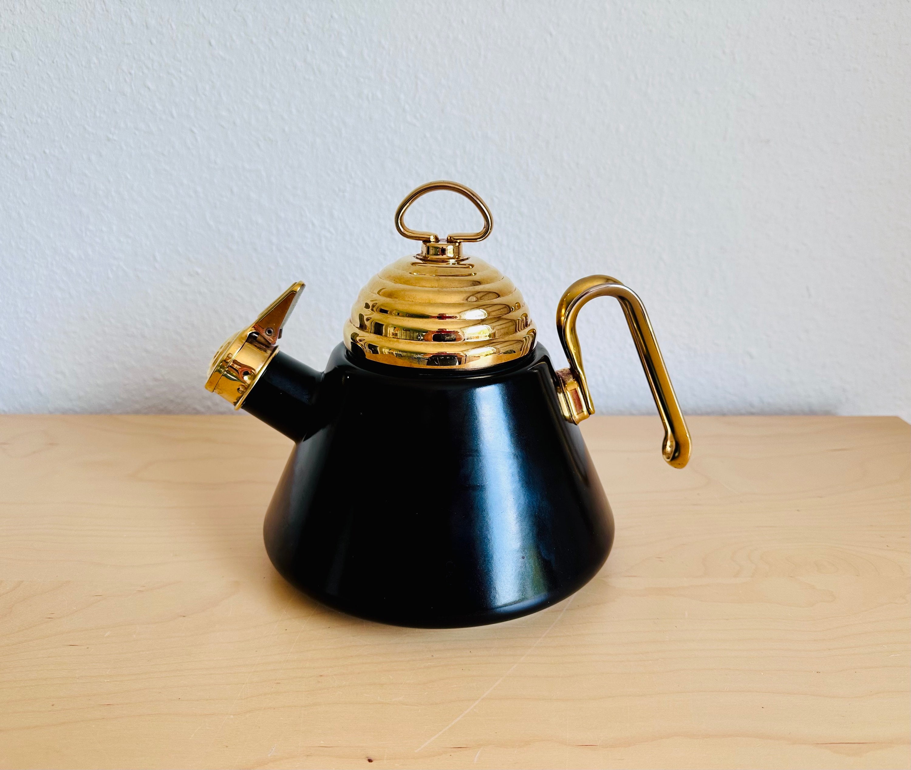 Black Enamel Tea Kettle / Water Kettle by Prinz West Germany ...