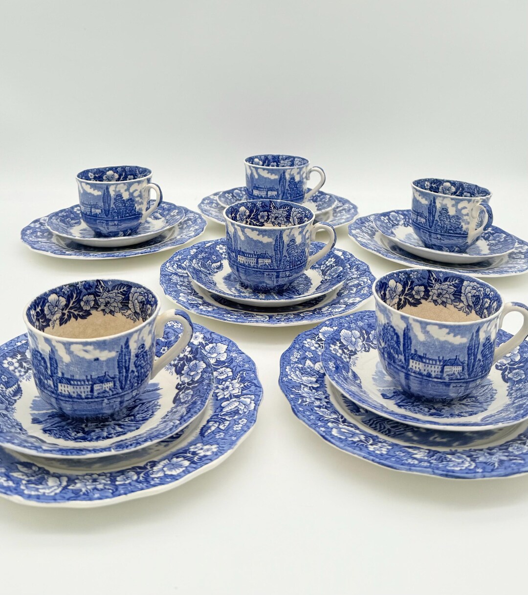 Vintage Palissy Pottery England “thames River Scenes” Tea Set 18 Pieces ...