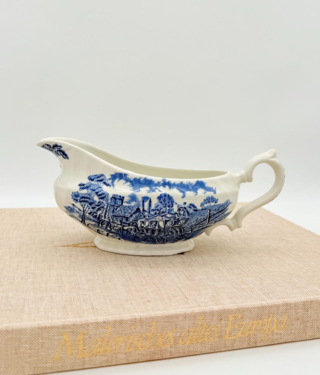 Vintage Myott Royal Mail Gravy Boat Blue White English Cottage Style ...
