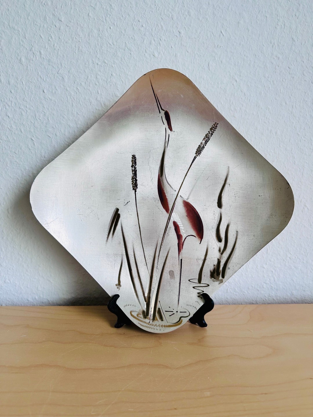 Silver-plated Mid Century Wall Plate With Heron Design by WMF Ikora ...