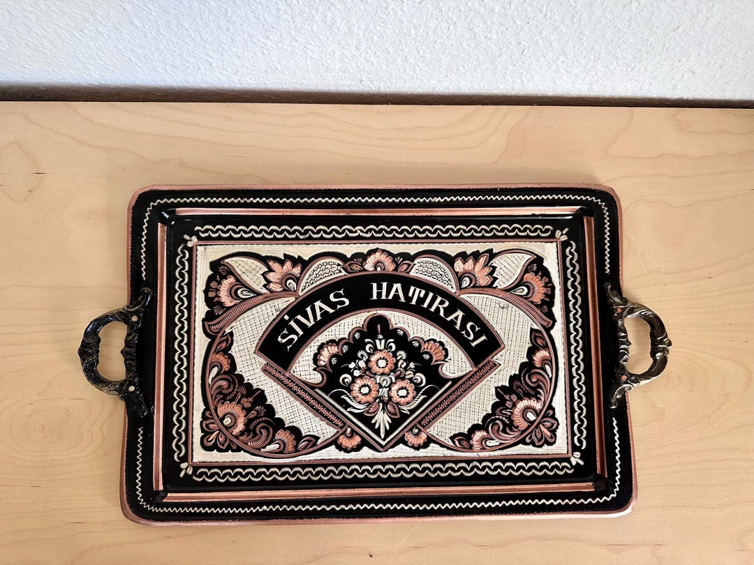 Artistic Turkish Vintage Tray From the 1970s – Oriental Charm for Your ...