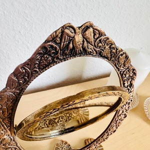 Antique Baroque Brass Table Mirror for Vanity Table | Golden Vintage ...