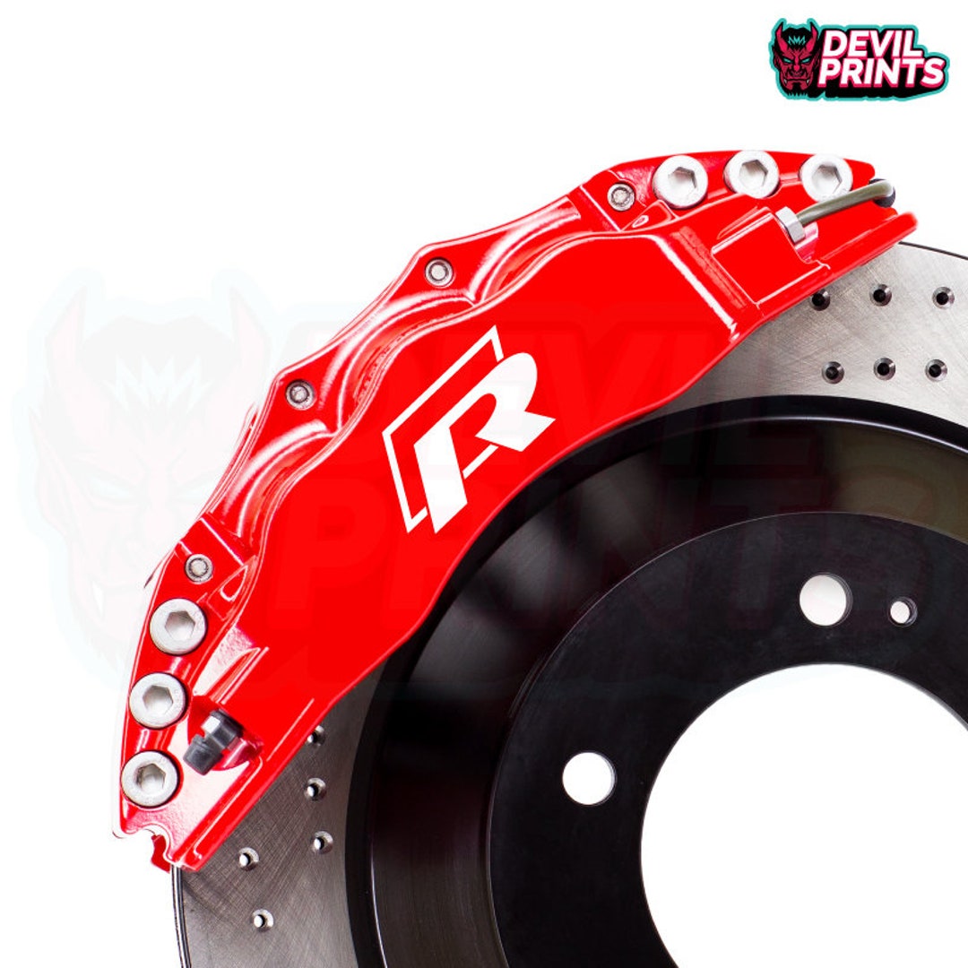 Set of 4 X GOLF R Decals Brake Caliper Vinyl Stickers Graphics VW Polo ...