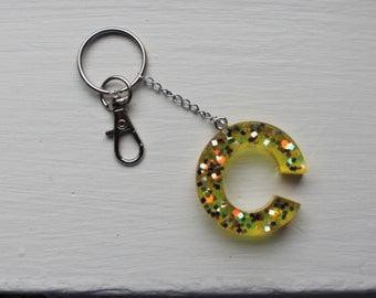 Pink Rhinestone c Initial Key Chain Letter - Etsy