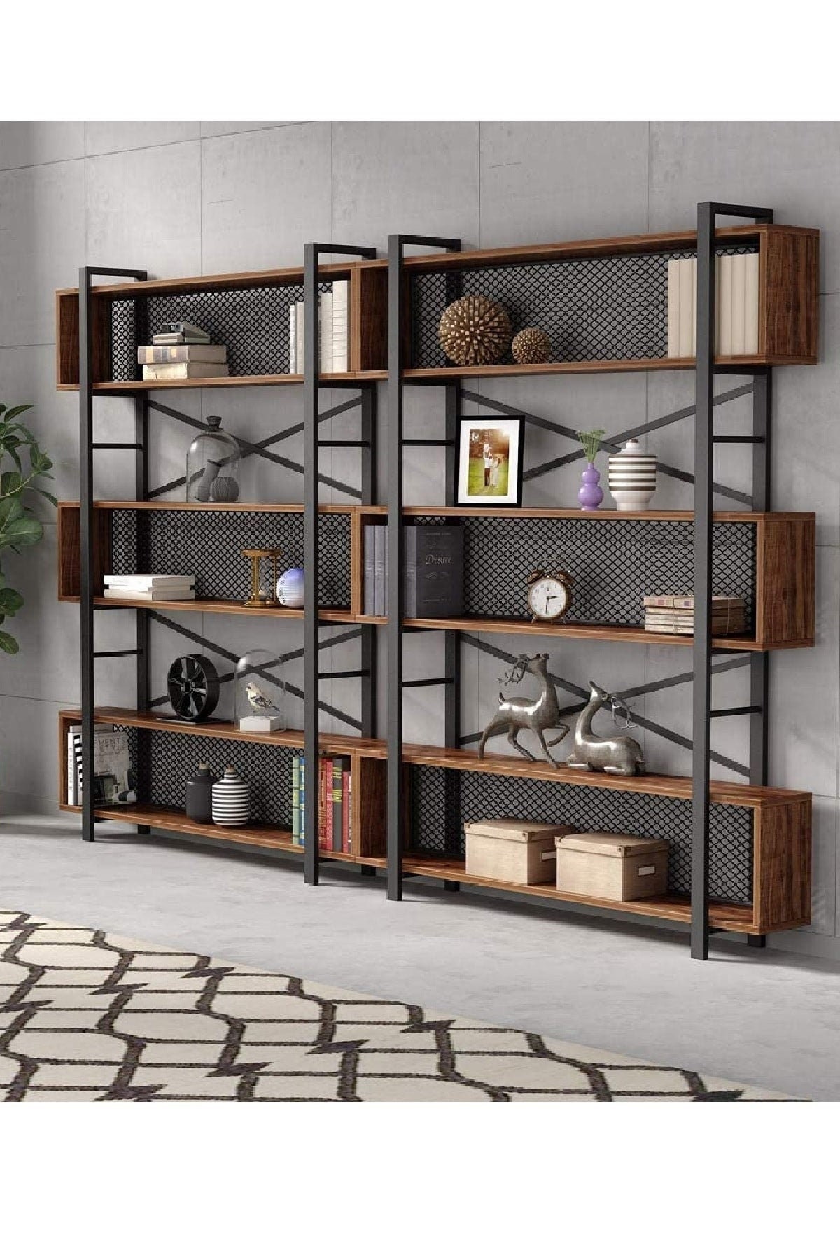 Theroux vintage industrial etagere bookcase store