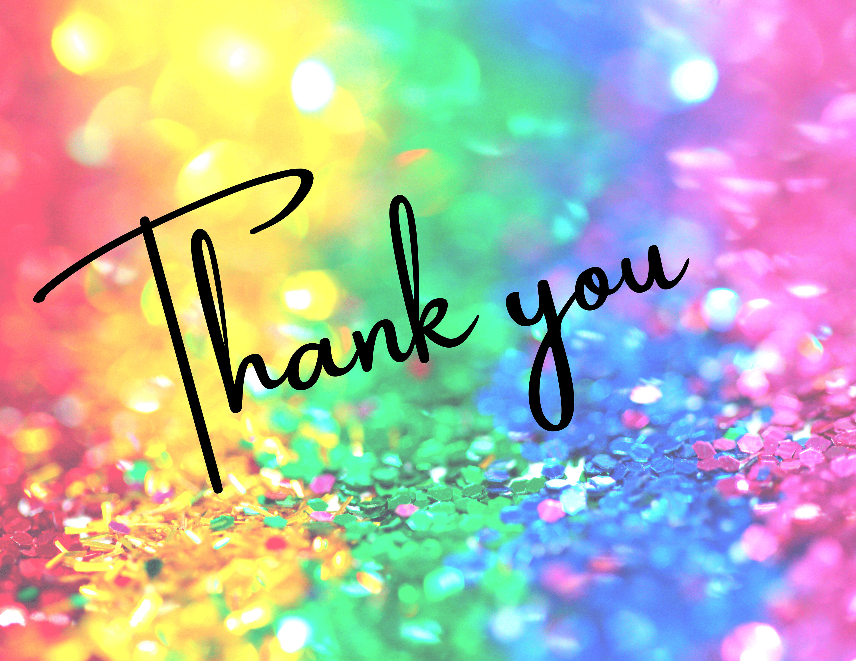 Rainbow sparkle Thank you note card post card instant digital | Etsy