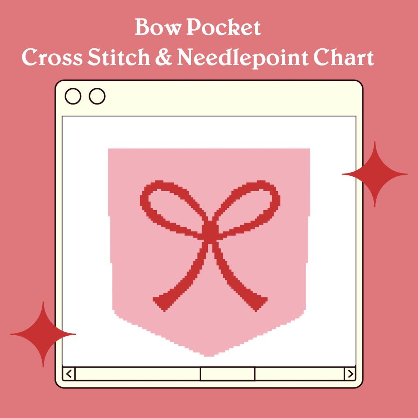Bow Pocket Needlepoint Chart & Cross Stitch Pattern | Needlepoint Bow ...