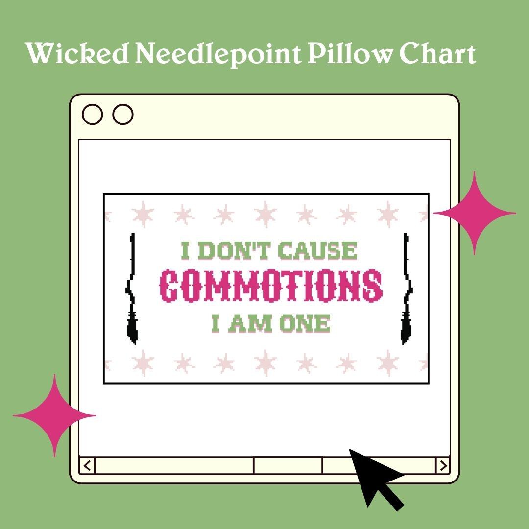 Wicked Needlepoint Canvas Chart & Cross Stitch Pattern | Needlepoint Pillow Canvas Chart ...