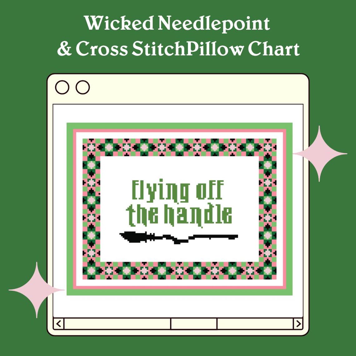 Wicked Needlepoint Chart & Cross Stitch Pattern | Needlepoint Pillow ...