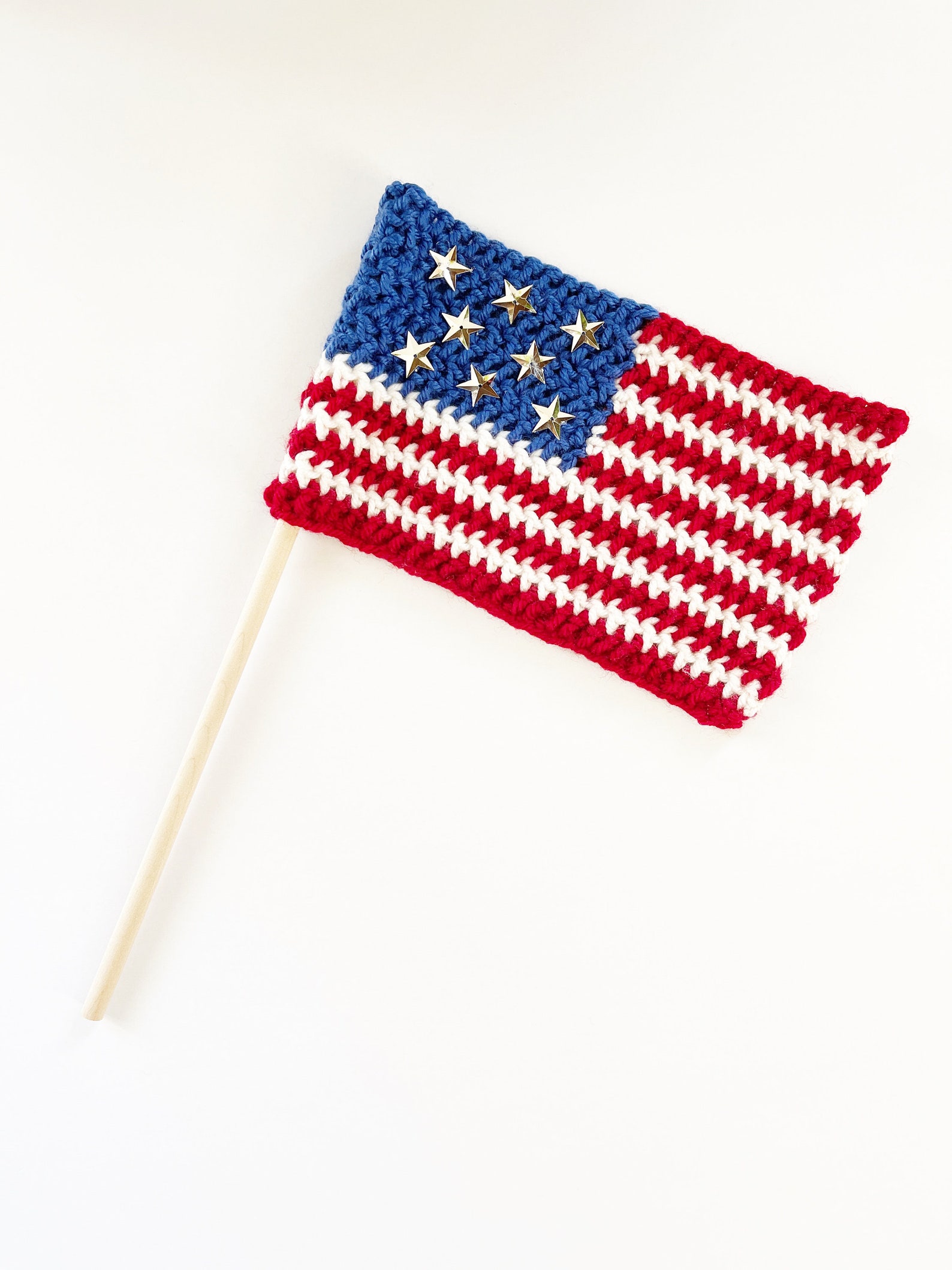 Crochet American Flag on a Pole Tutorial Pattern American Flag Crochet ...