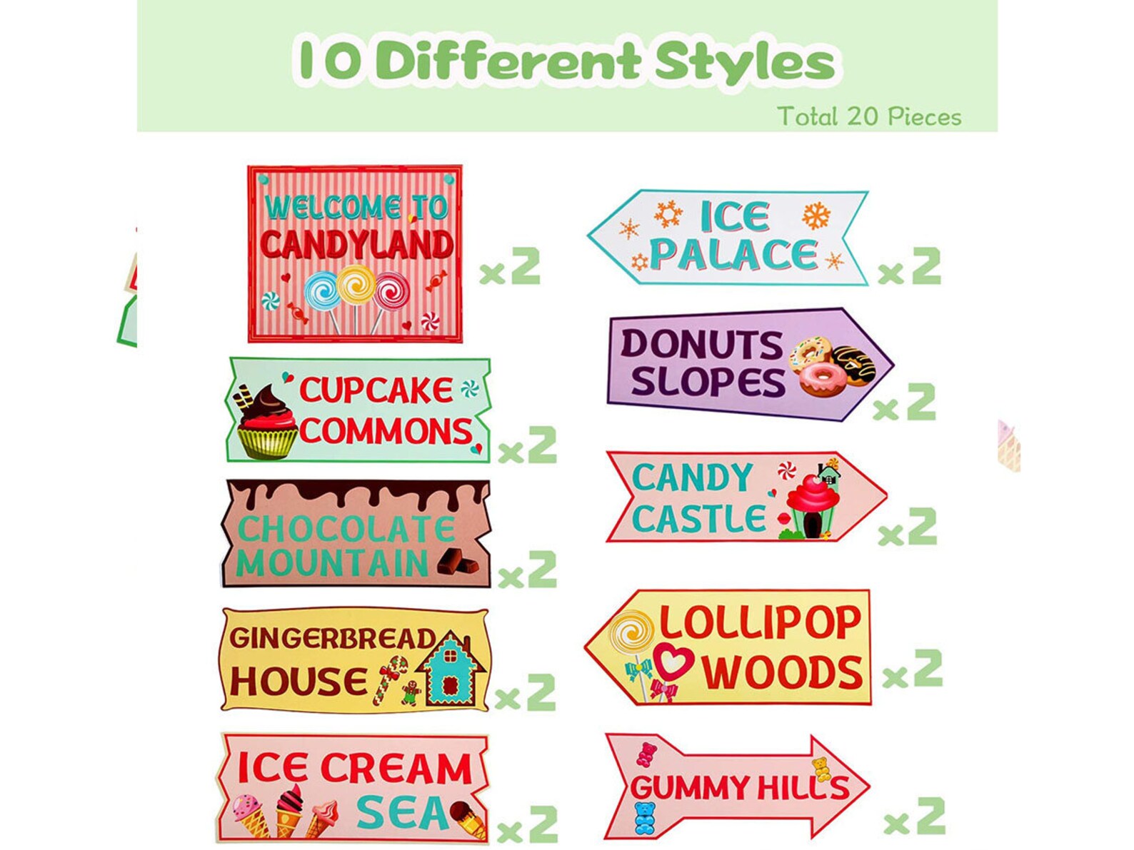 20 Pieces Candy Land Party Sign Welcome Directional Signs | Etsy