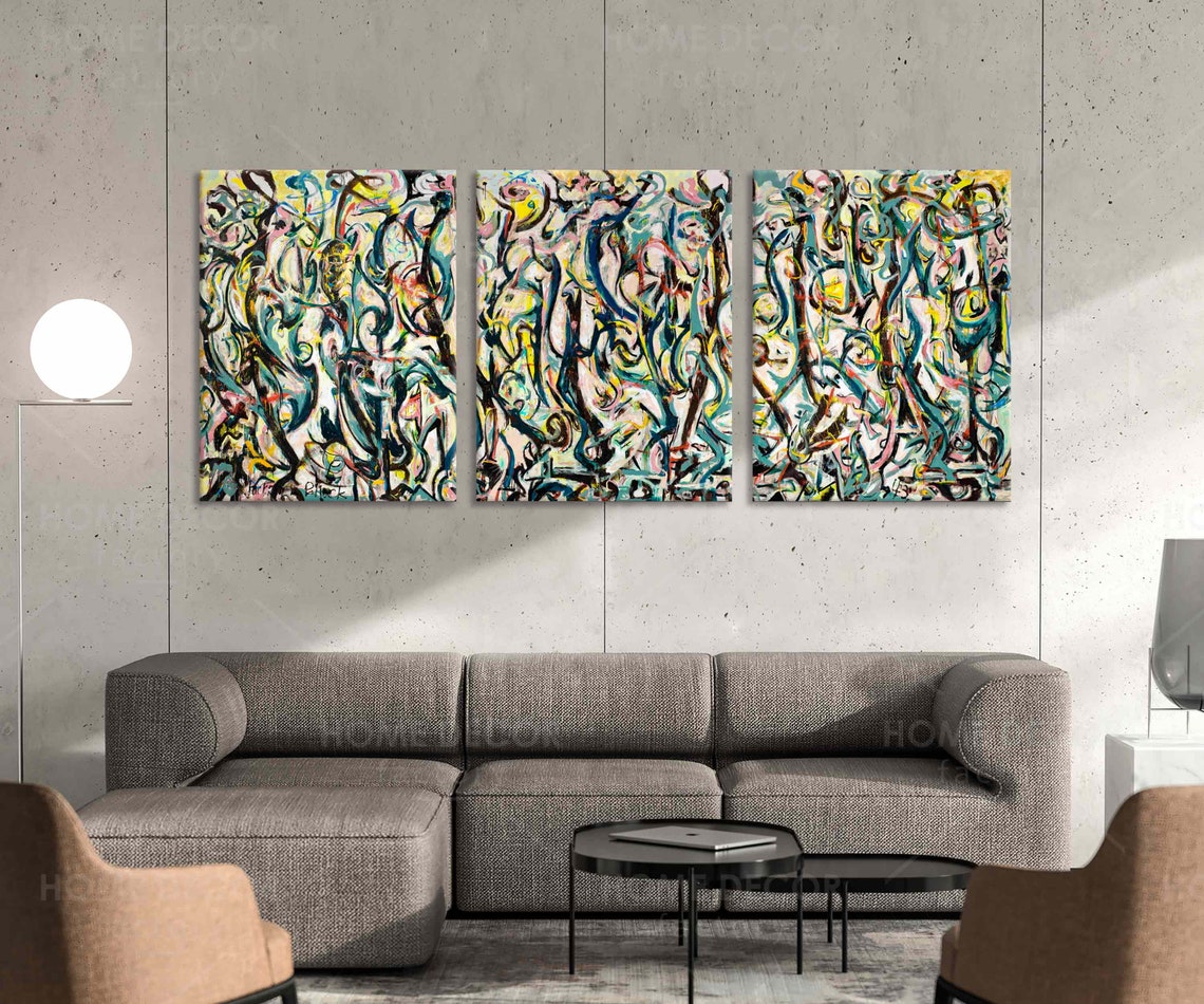 Jackson Pollock Canvas Mural 1943 Reproduction Canvas Poster | Etsy