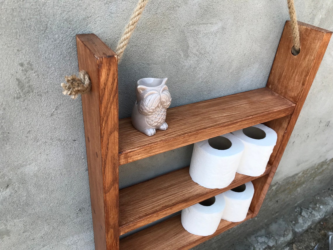 Brown Wooden Bathroom Shelf Wood Shelf Rustic Shelves Handmade | Etsy