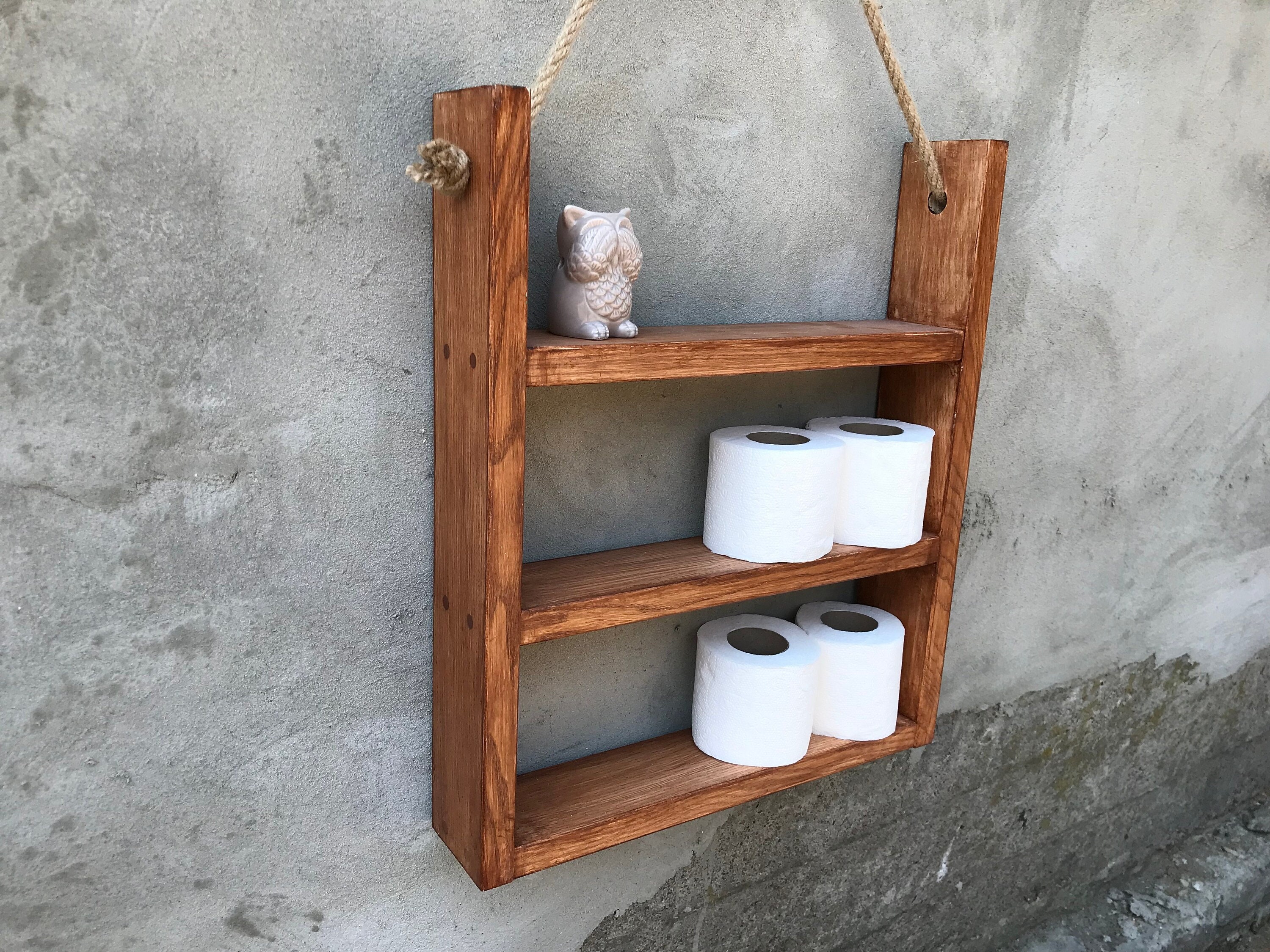 Brown Wooden Bathroom Shelf Wood Shelf Rustic Shelves Handmade | Etsy