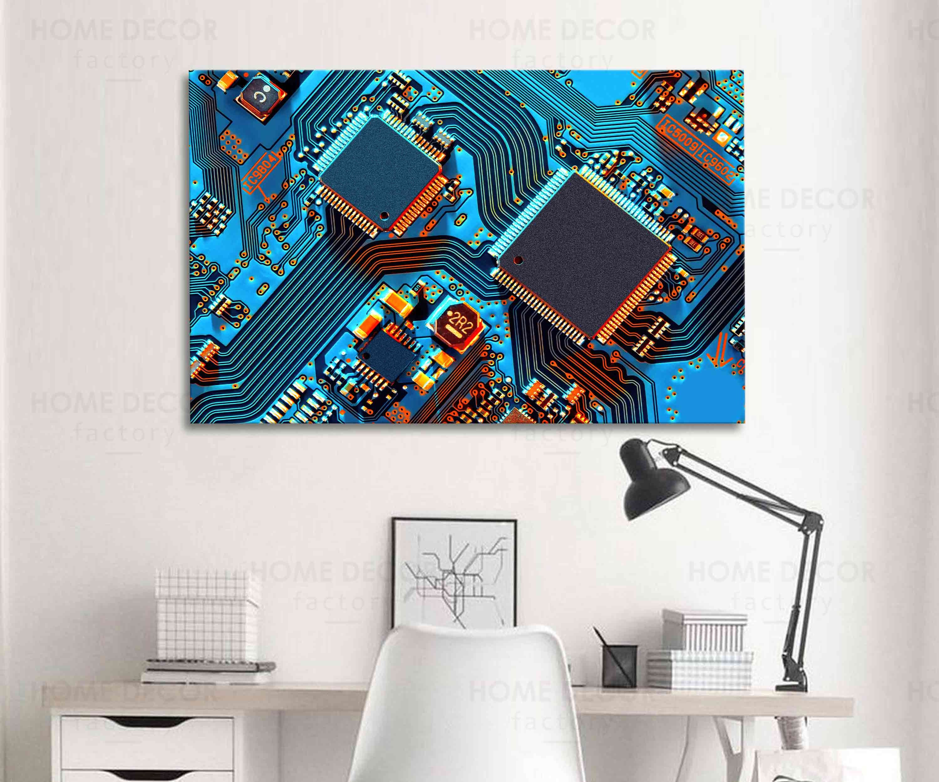 Blue Circuit Board Art
