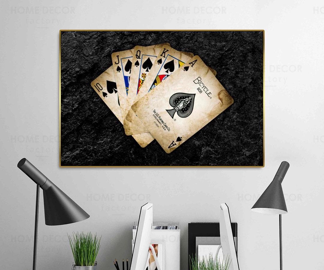 Royal Flush Set Poker Card Print Black Card Suit Spades Casino - Etsy