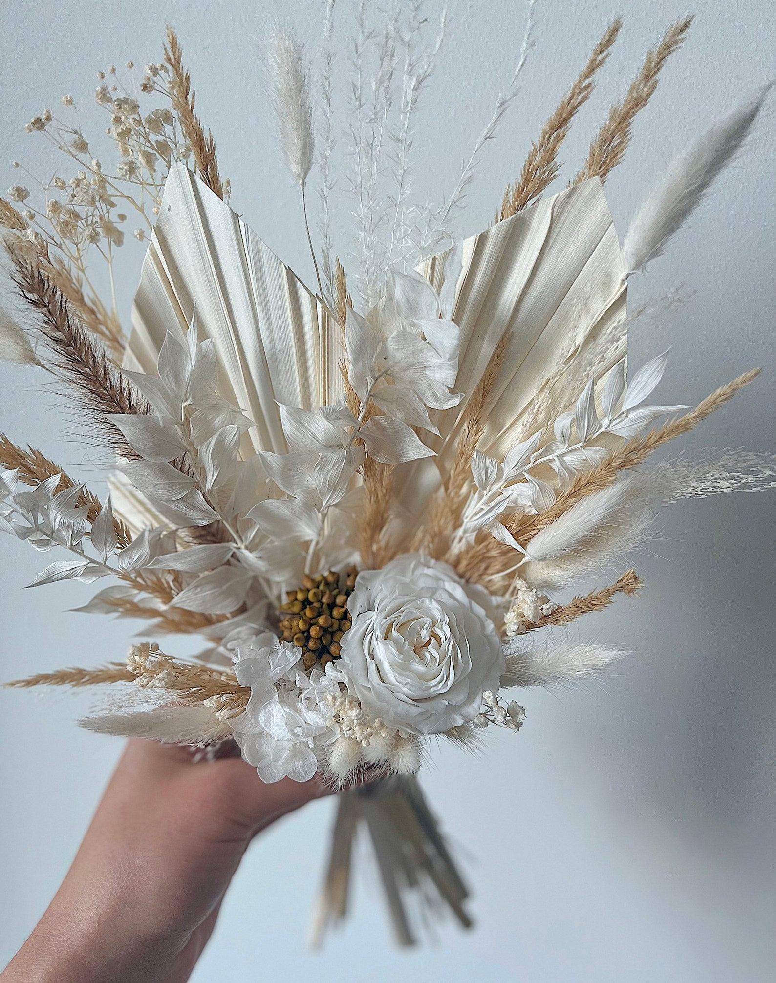 Small Boho Dried Flowers Bouquet for Wedding Cake Topper, Bridesmaids ...