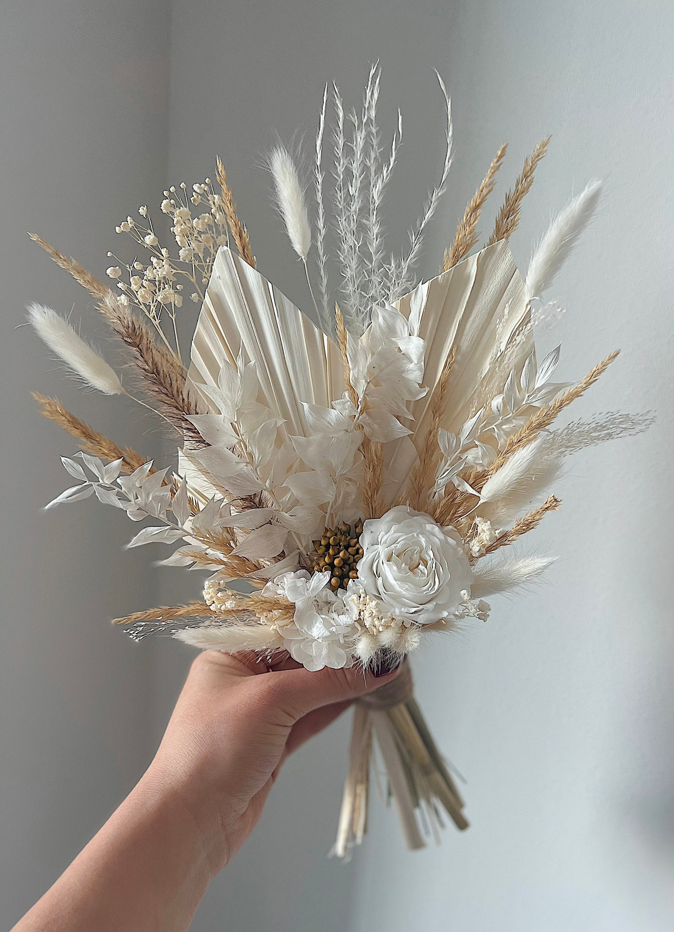 Small Boho Dried Flowers Bouquet for Wedding Cake Topper, Bridesmaids ...