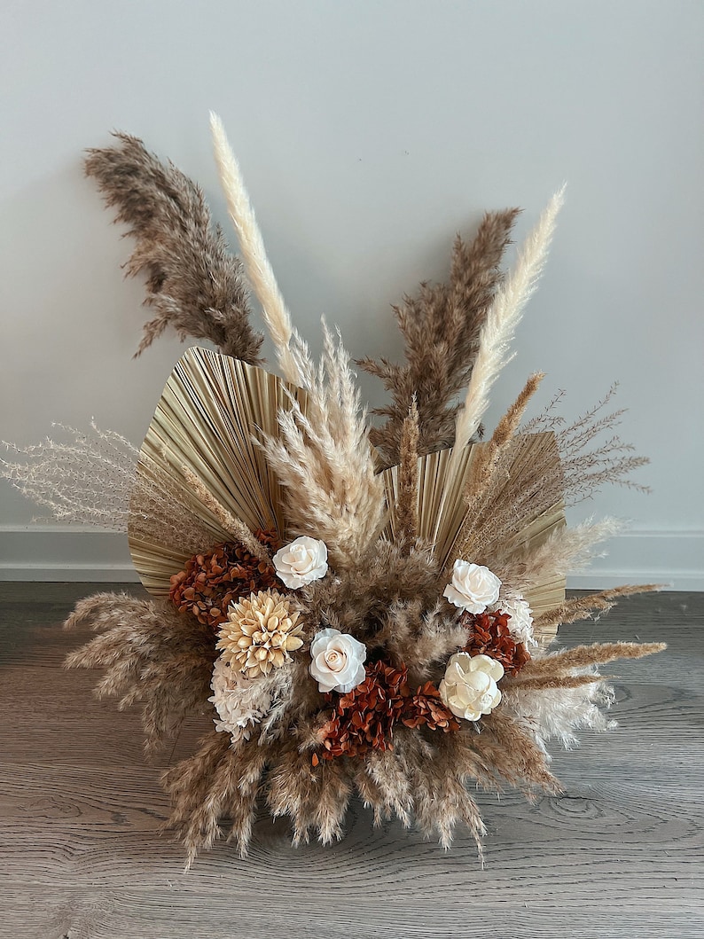 Dried Flowers Wedding Backdrop Copper Stand for Boho Rustic Bohemian ...