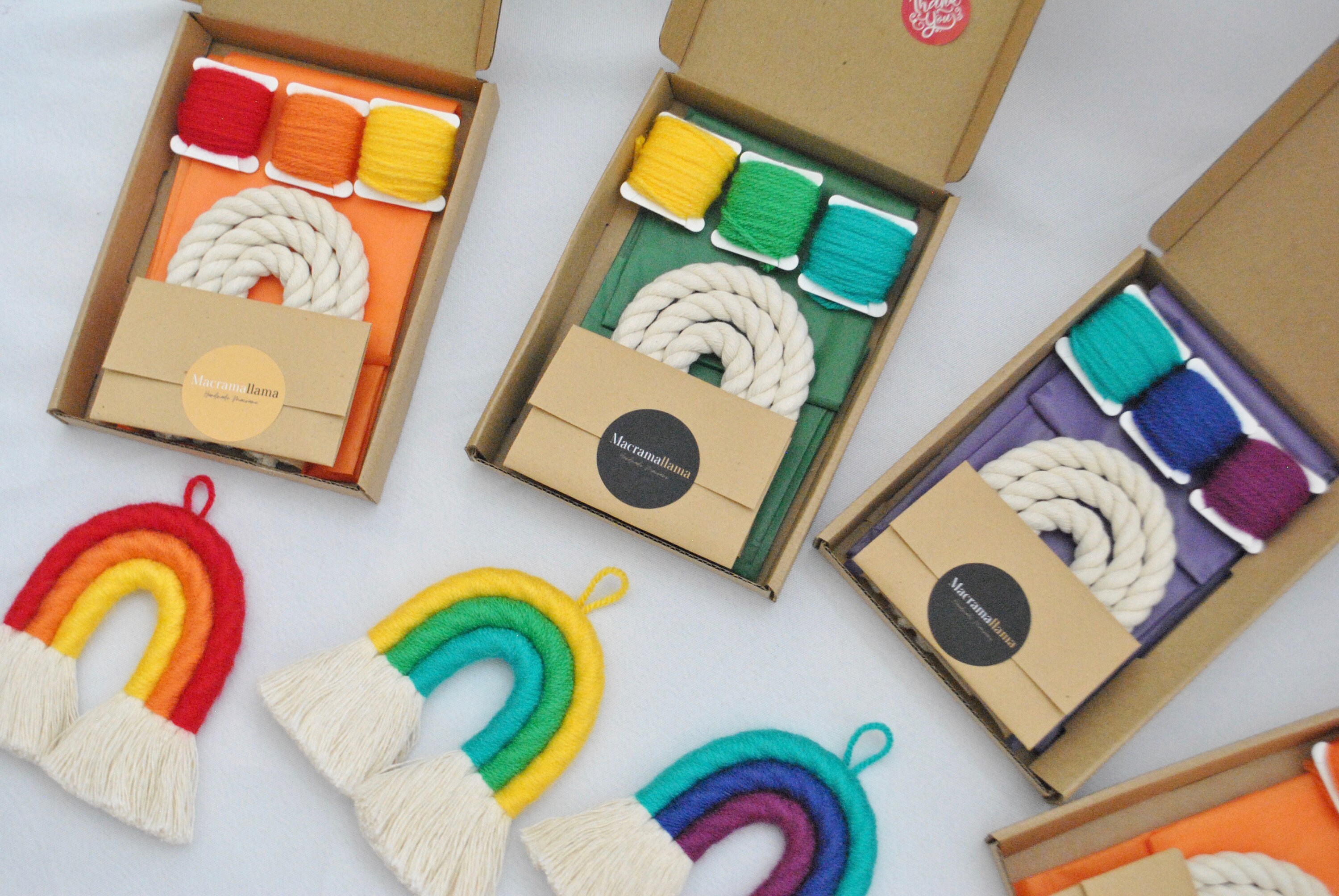 Sewing & Fiber Kits DIY Rainbow Craft Kit Small 3 Row Macrame Craft Kit ...