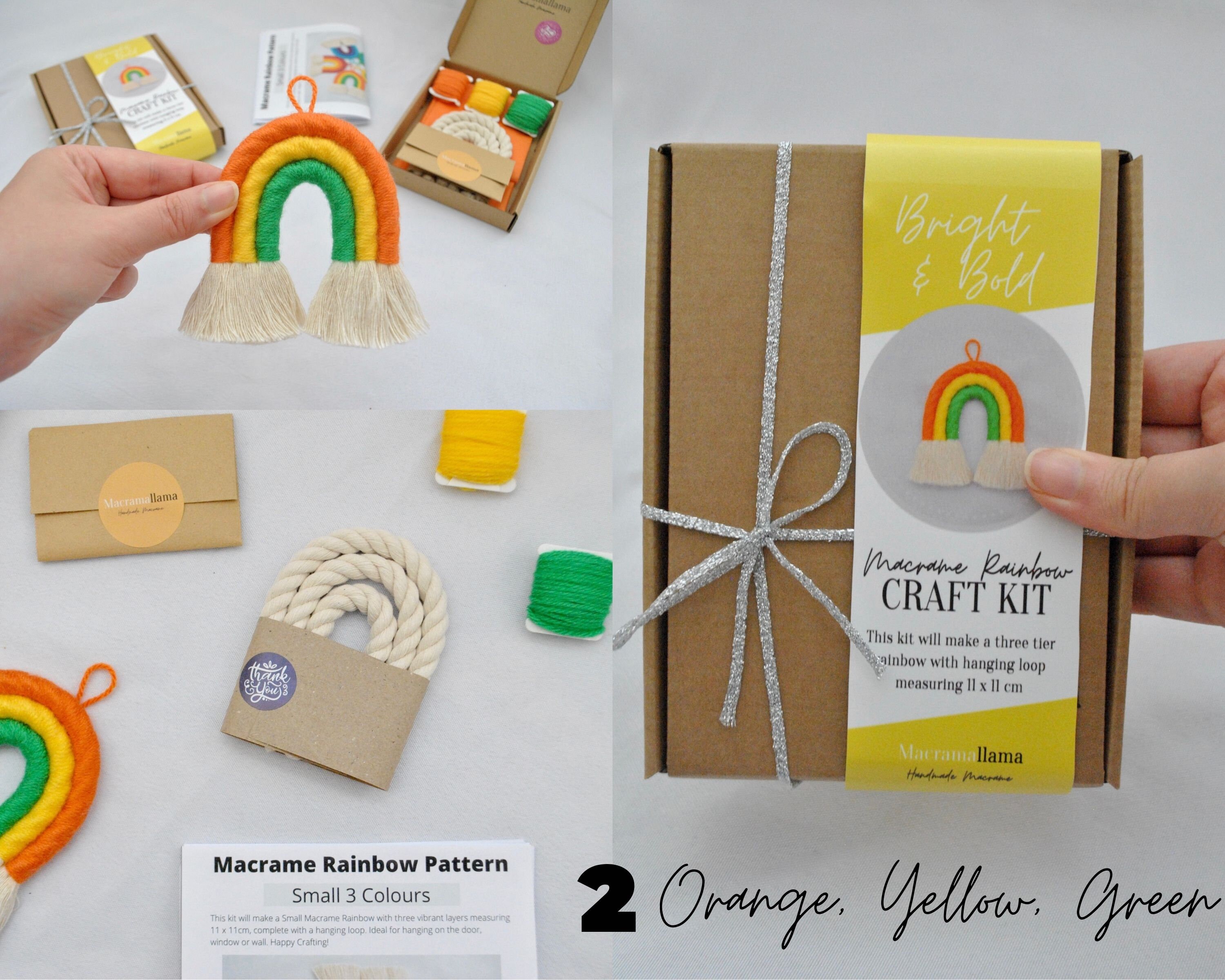 Sewing & Fiber Kits DIY Rainbow Craft Kit Small 3 Row Macrame Craft Kit ...