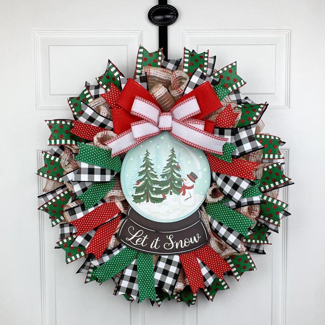 Rustic Snowman Wreath, Burlap Christmas Front Door Wreath, Farmhouse ...