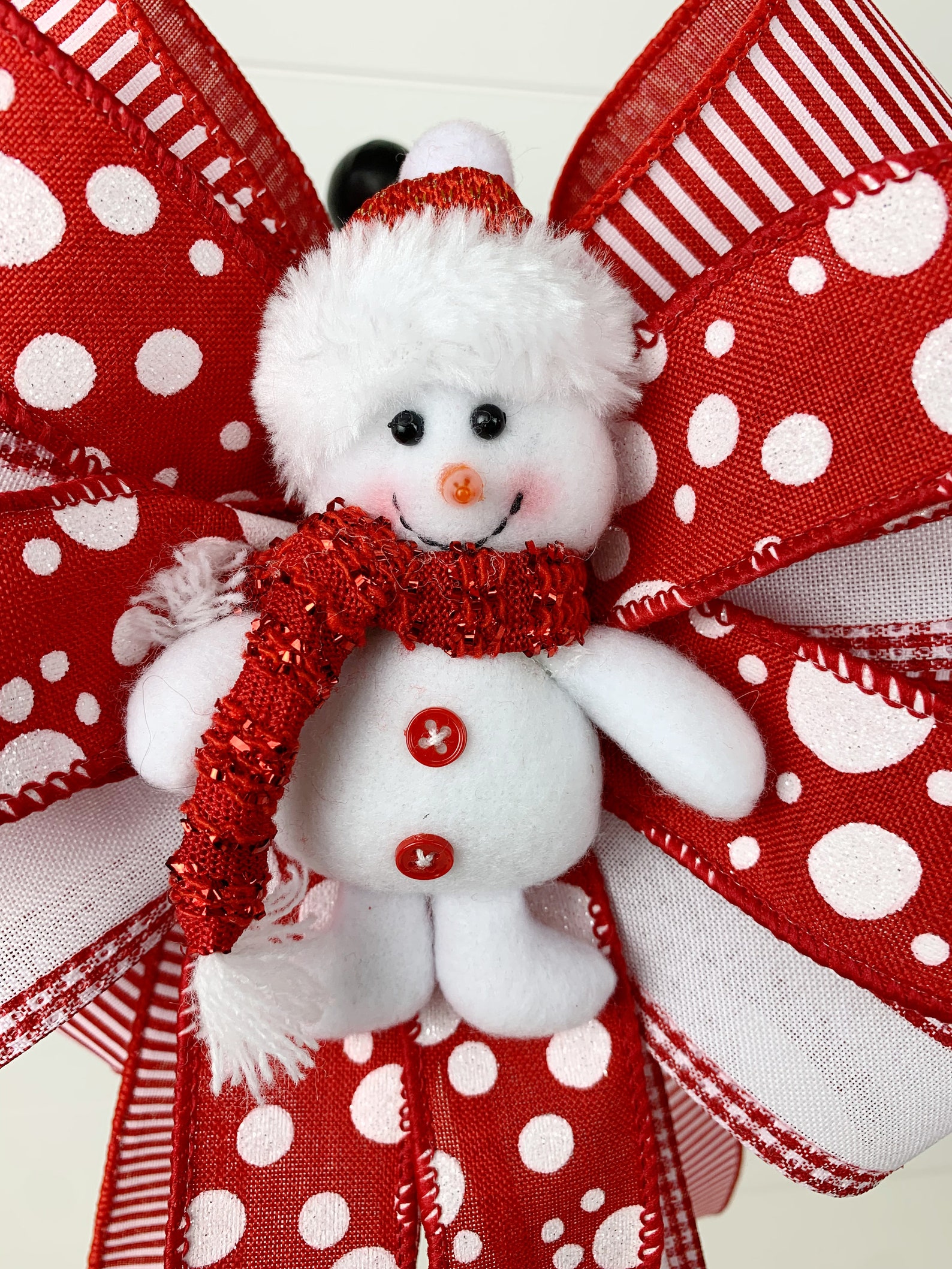 Snowman Bow, Christmas Wreath Bow, Lantern Swag Bow, Door Hanger Bow ...