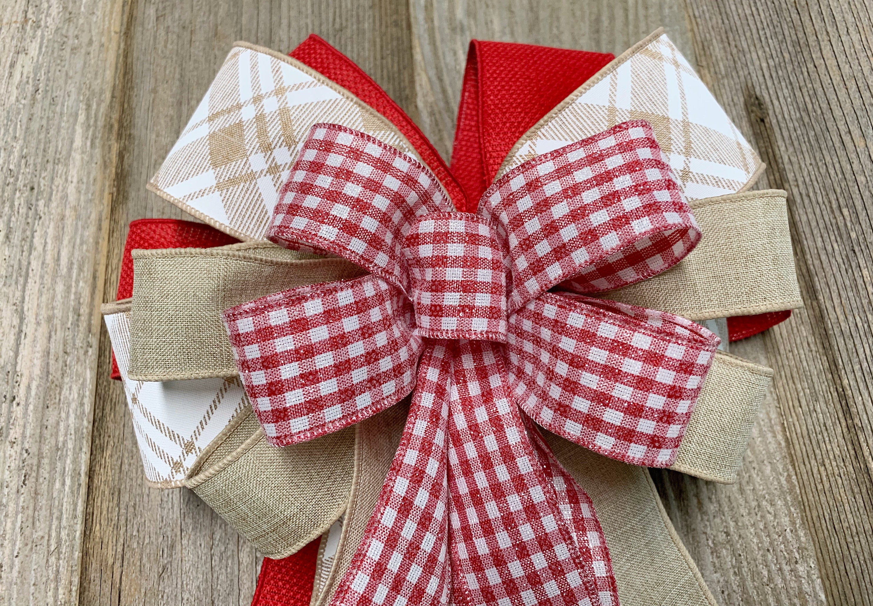 Rustic Farmhouse Bow Premade Bow For Wreath Door Hanger Bow Etsy