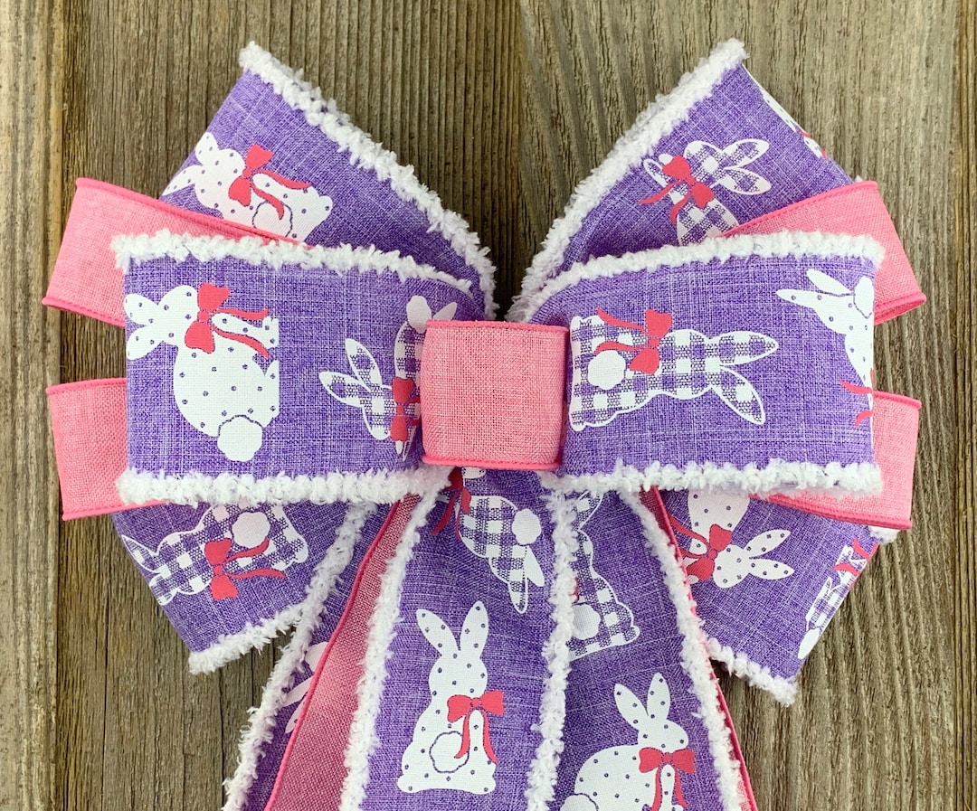 Easter Bunny Bow, Spring Bow for Wreath, Lantern Bow, Spring Porch ...