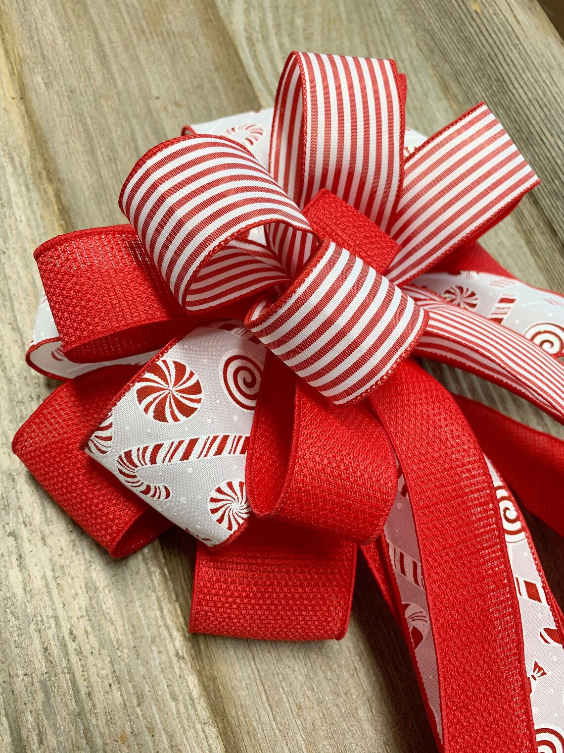 Candy Cane Bow Premade Bow for Wreath Christmas Wreath Bow | Etsy