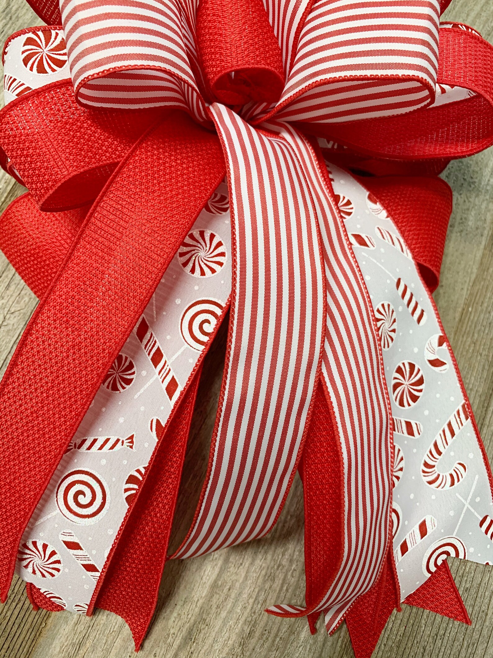 Candy Cane Bow Premade Bow for Wreath Christmas Wreath Bow | Etsy
