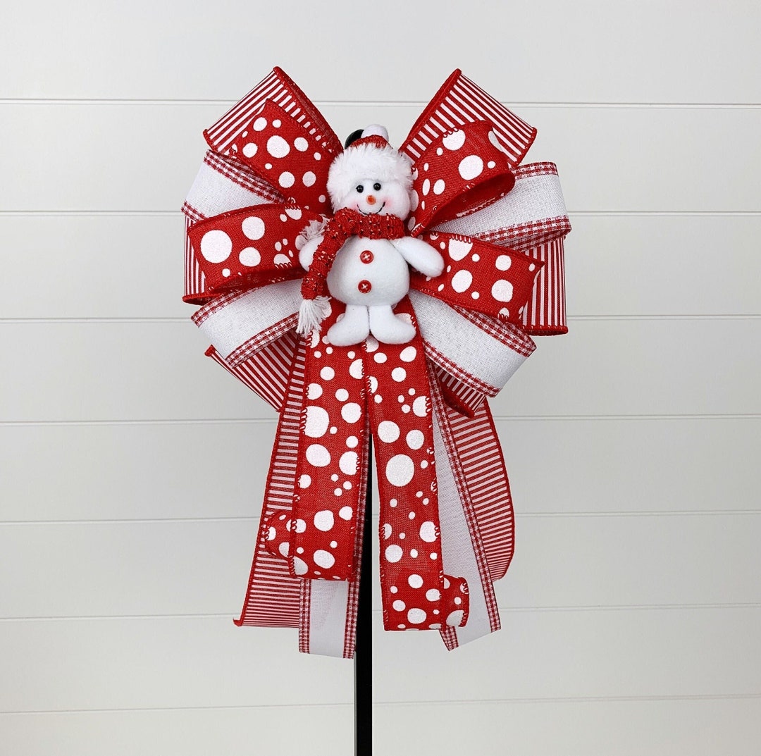 Snowman Bow, Christmas Wreath Bow, Lantern Swag Bow, Door Hanger Bow ...