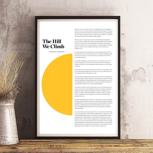 The Hill We Climb Poem by Amanda Gorman Joe Biden | Etsy