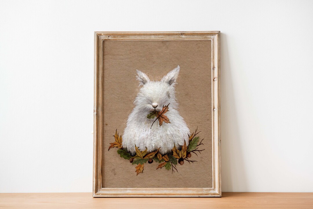 Autumn White Rabbit Wall Art Printable, Instant Download Art, Fall ...