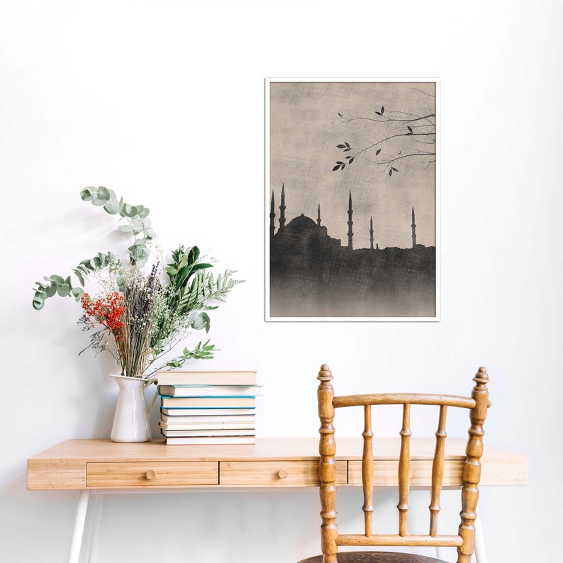 Islamic Wall Art Printable Mosque Neutral Beige Black Mosque - Etsy