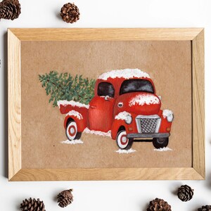 Christmas Truck Printable Wall Art, Vintage Christmas Printable Art ...