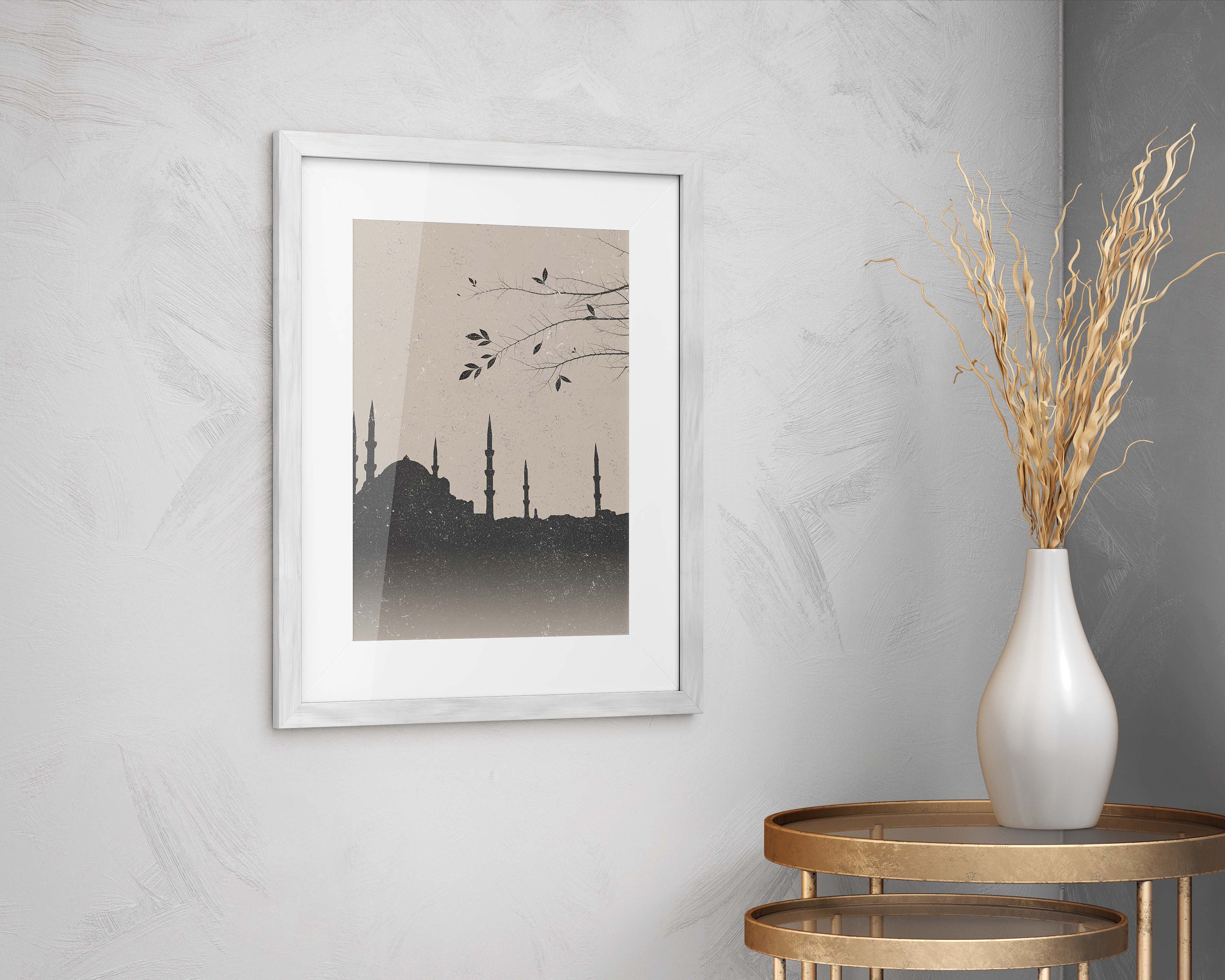 Islamic Wall Art Printable, Mosque Neutral Beige Black, Mosque Artwork ...