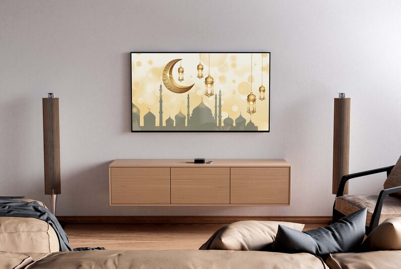 Samsung Frame TV Art Islamic Mosque Landscape Sunset, Islam Home Decor ...